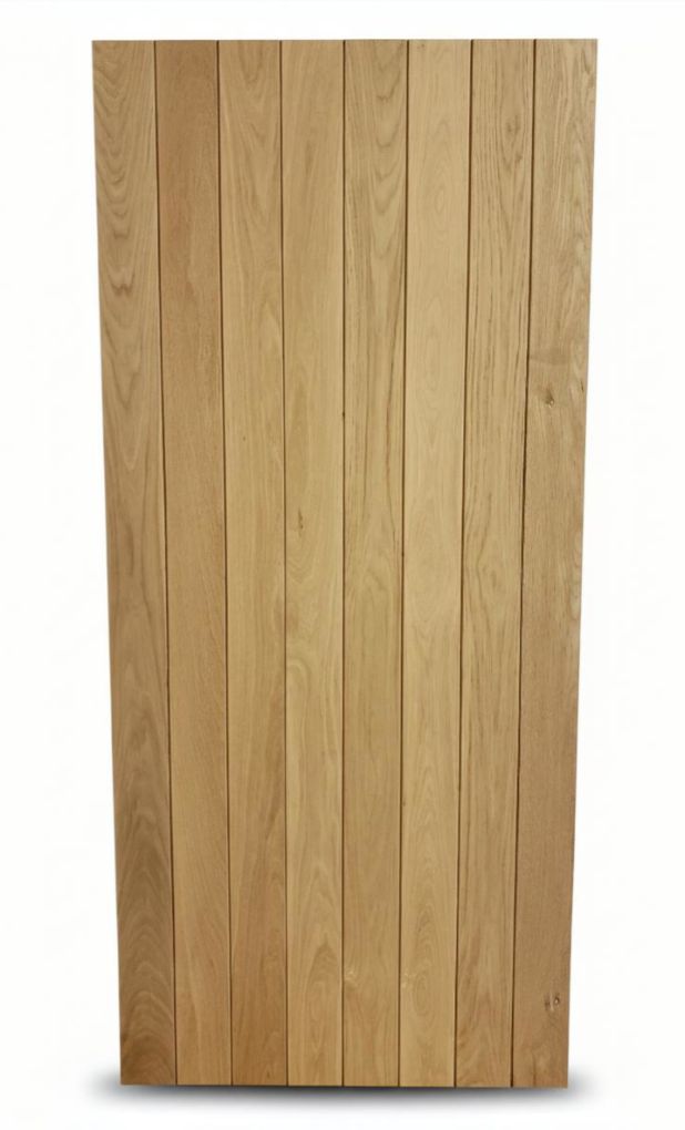 Solid White Oak Vertical Plank Door | Modern V-Groove Interior Door ...
